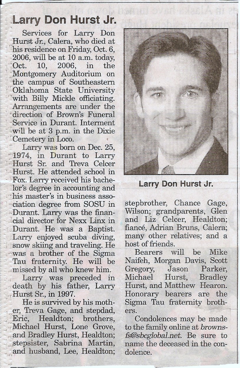 HURST, LARRY DON JR.